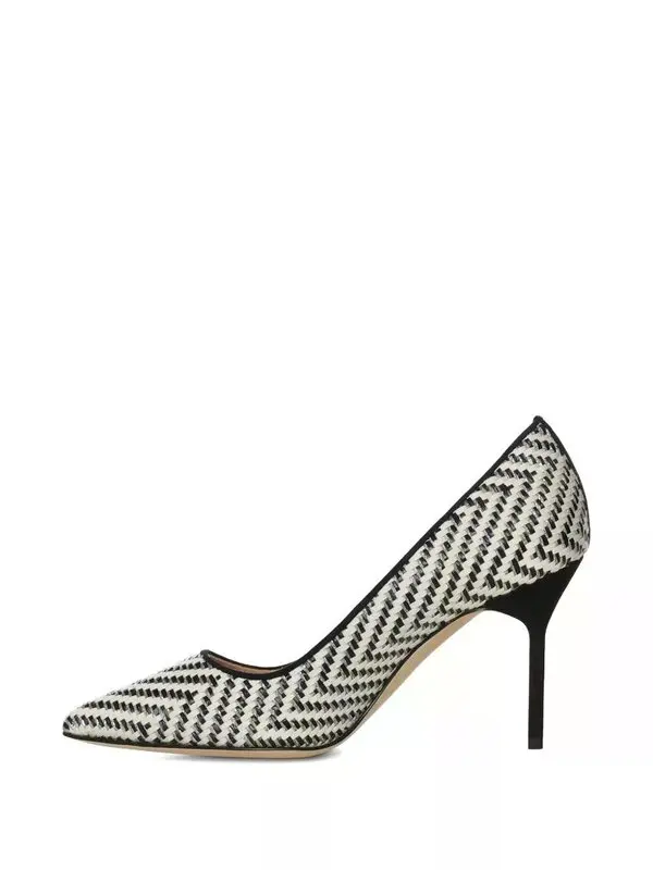 Manolo Blahnik Raffia-effect Point-toe Pumps