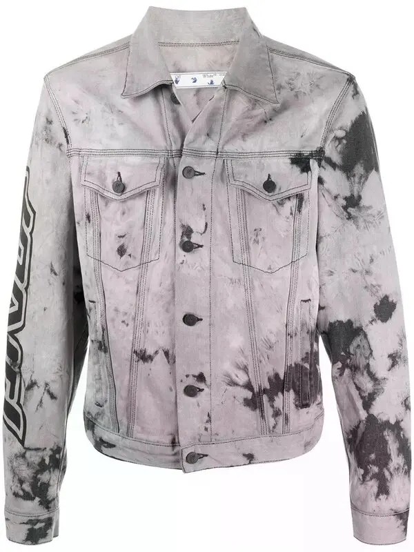 Off-White Tie-dye Print Denim Jacket - Black Black