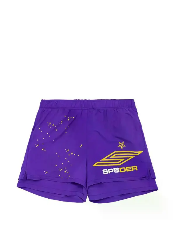 SP5DER Logo-detail Shorts - Purple