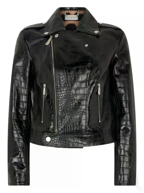 Philipp Plein Croc-print Zip-up Biker Jacket