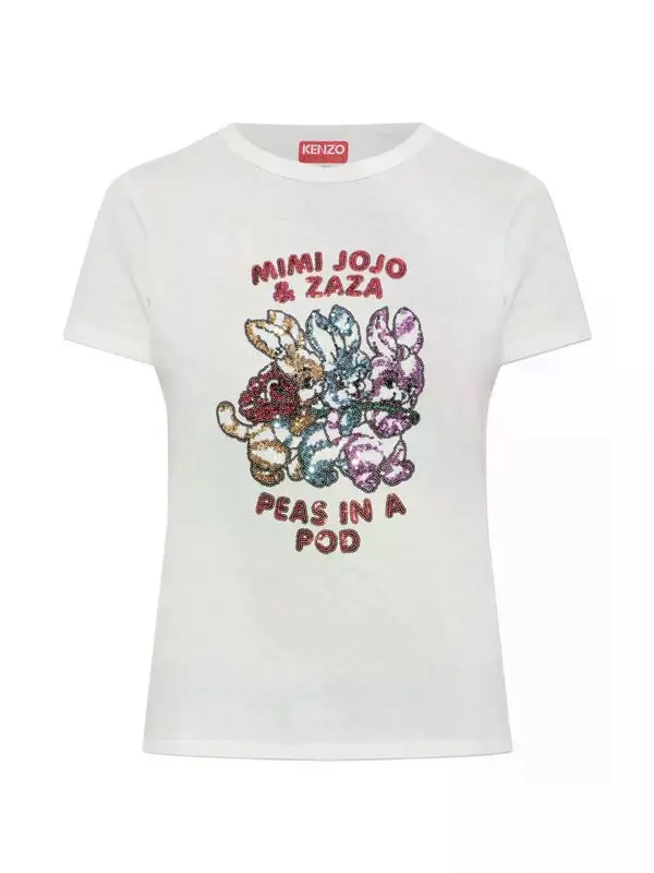 Kenzo Sequin-embellished T-shirt - Neutrals