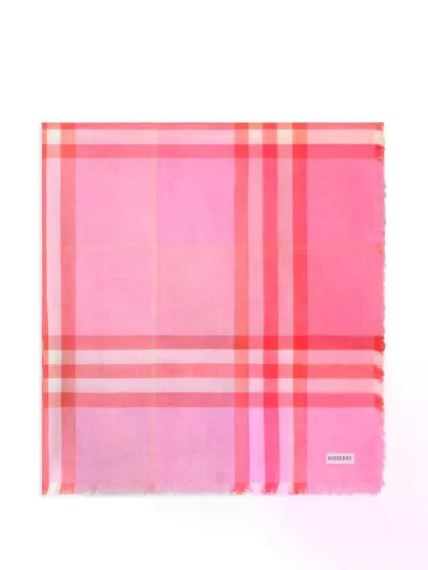 Burberry Reversible Check Wool Silk Scarf - Pink