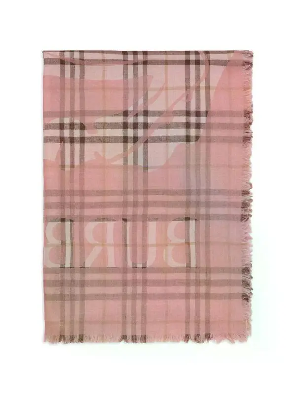 Burberry Wide Ekd Check Wool Silk Scarf - Pink