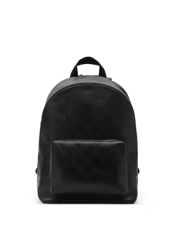 Burberry Embossed Check Backpack - Black