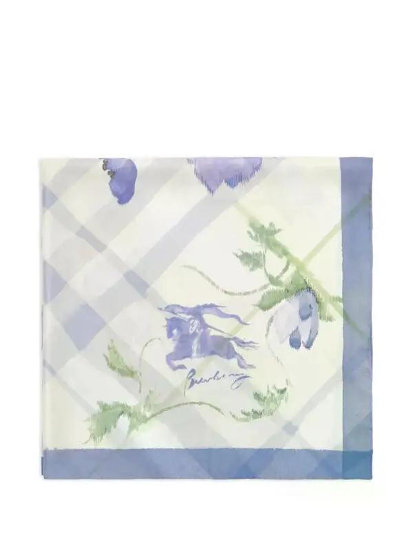 Burberry Watercolour Check Silk Scarf - White