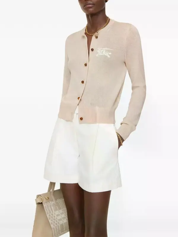 Burberry Equestrian Knight Cotton Wool Cardigan - Neutrals