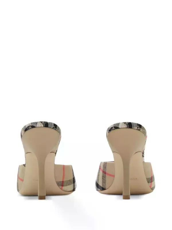 Burberry Check Linen Stiletto Heeled Sandals