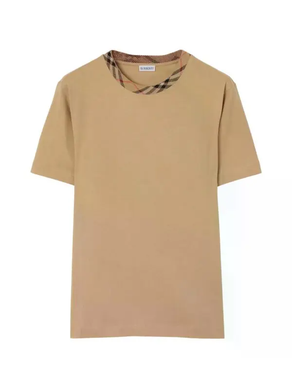 Burberry Check Trim Cotton T-shirt - Neutrals