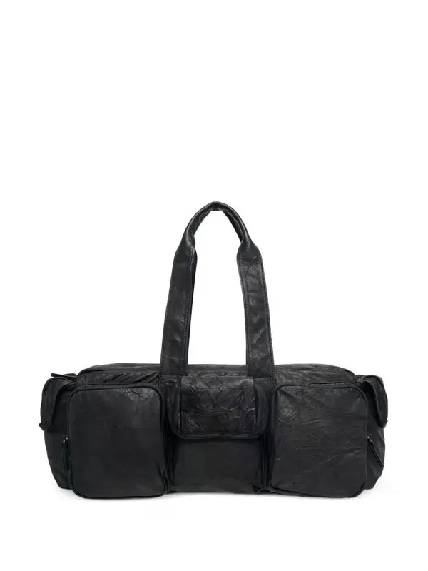 Y’s Wrinkled-leather Shoulder Bag - Black