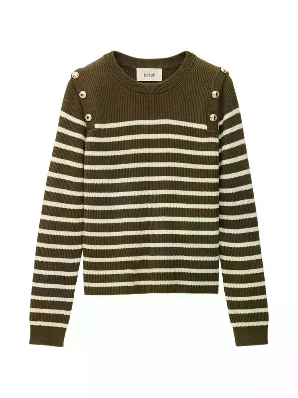 Ba&sh Matio Striped Button-detail Jumper - Green