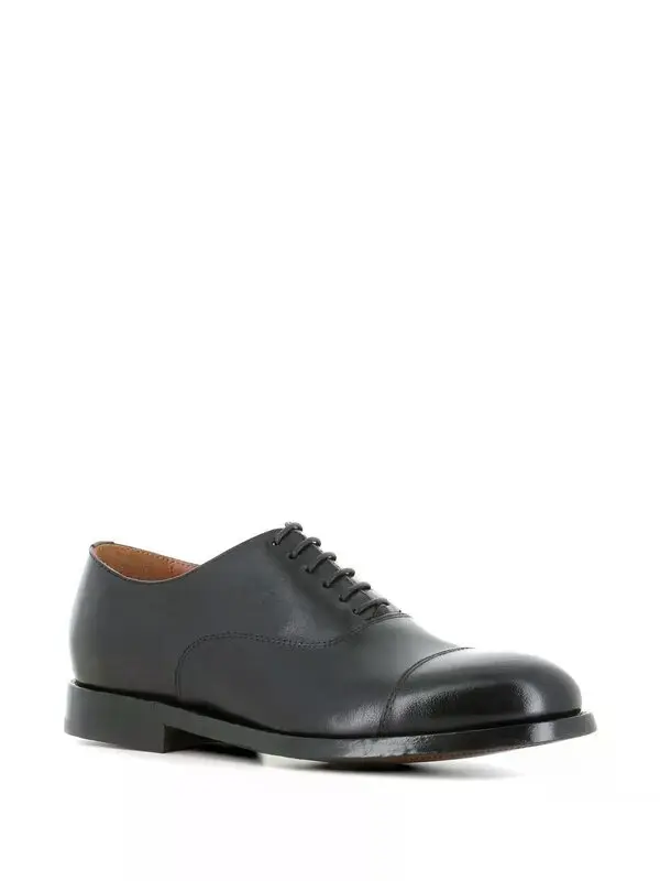 GREEN GEORGE Cap-toe Leather Oxford Shoes - Black