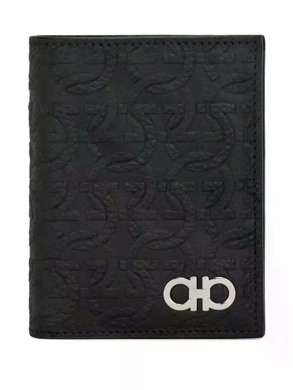 FERRAGAMO Embossed Gancini Wallet - Black