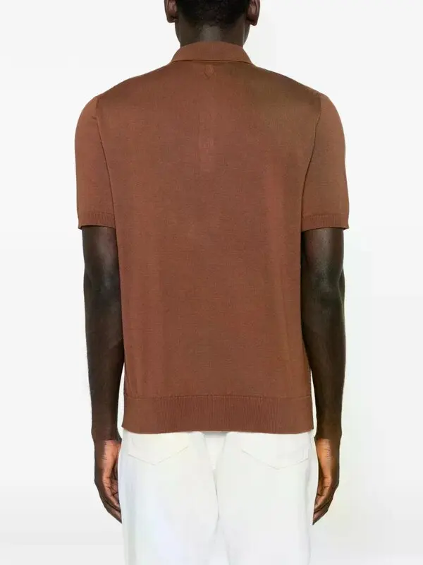 Canali Textured Short-sleeve Polo Shirt