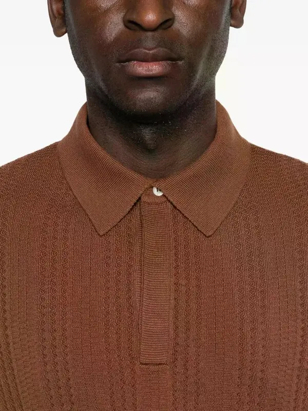 Canali Textured Short-sleeve Polo Shirt