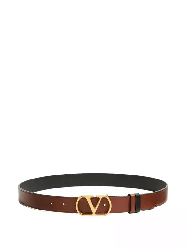 Valentino Garavani Vv-ogo Leather Belt - Black