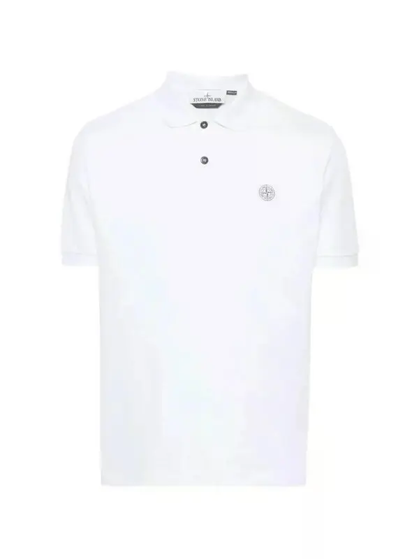 Stone Island Logo Patch Polo Shirt - White