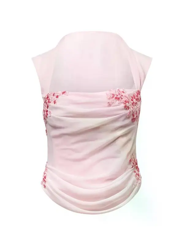 STOLEN STORES Belle Draped Lace-embellished Corset - Pink