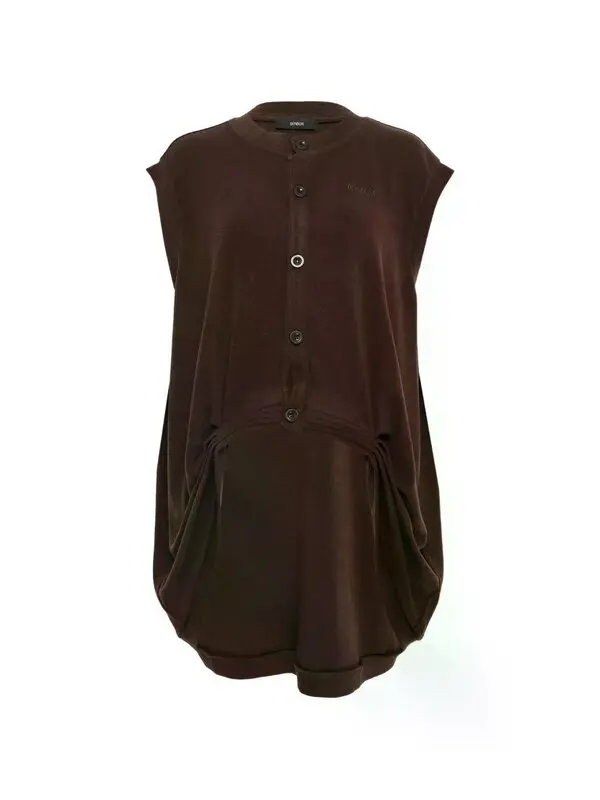 BONBOM Button Front Drape Cardigan - Brown