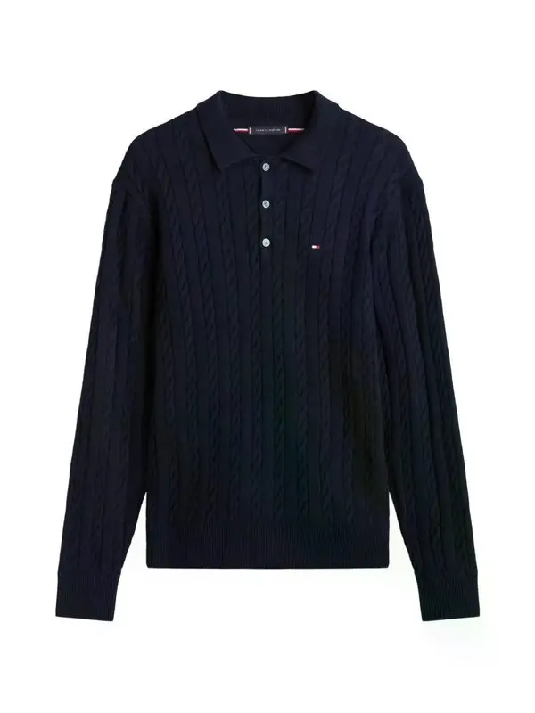 Tommy Hilfiger Cable Knit Polo Shirt - Blue