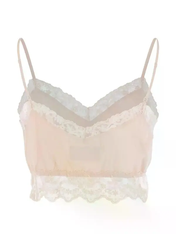 Simone Rocha Lace-trim V-neck Top - Neutrals