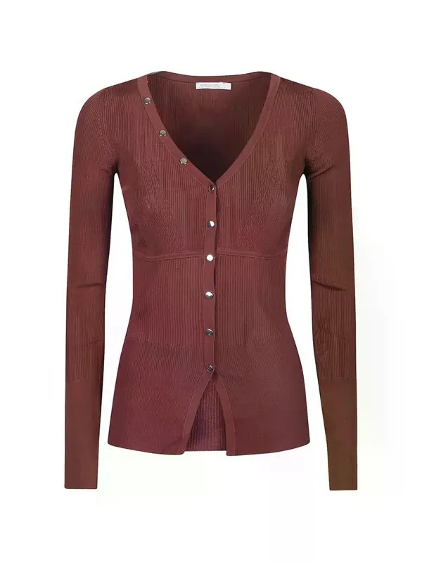 Patrizia Pepe Ribbed-design Cardigan - Brown
