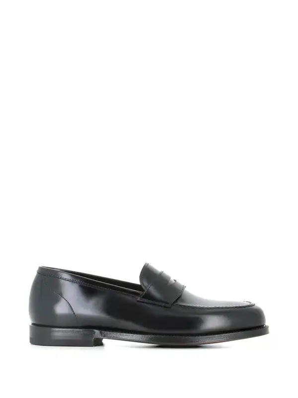 GREEN GEORGE Polished Strap Leather Loafers - Black