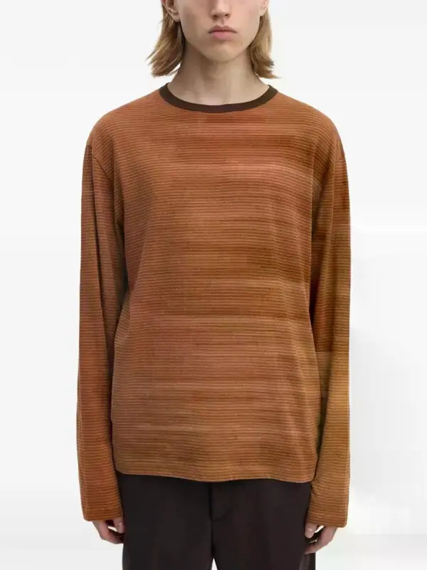 ANOTHER ASPECT 3.0 Striped Crew-neck T-shirt - Brown