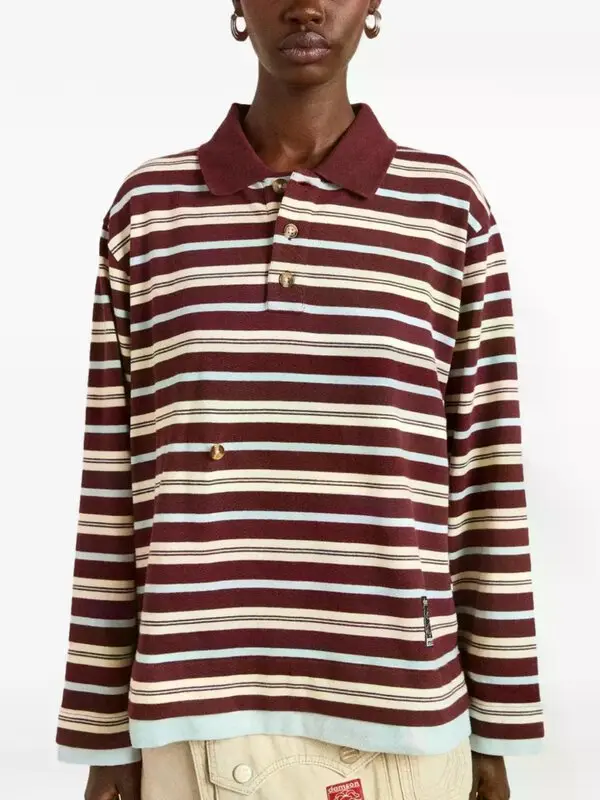 DAMSON MADDER Noah Striped Polo Shirt - Red