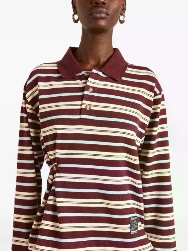 DAMSON MADDER Striped Long Sleeve Polo Shirt