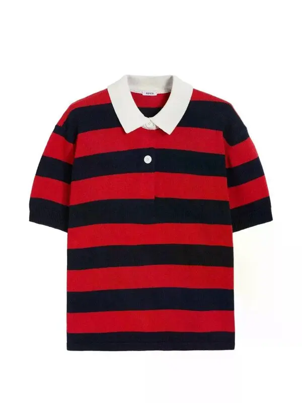 Aspesi Striped Short-sleeve Polo Shirt - Red