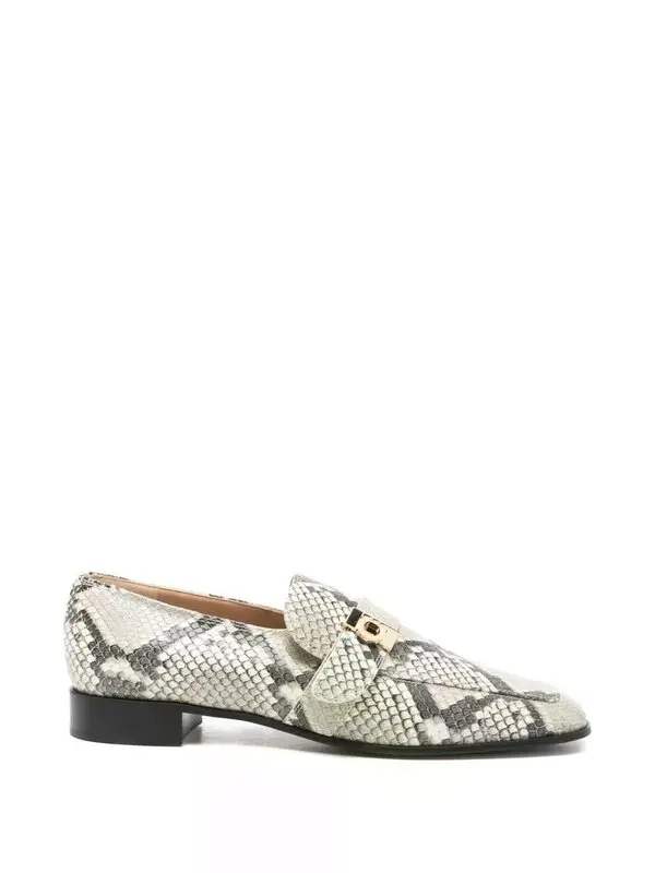 FERRAGAMO Snakeskin-effect Buckled Loafers