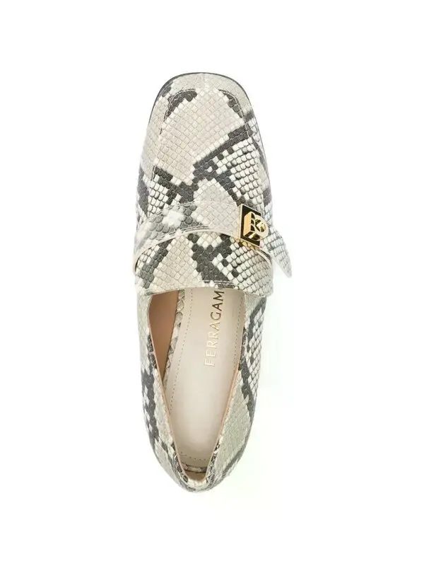FERRAGAMO Snakeskin-effect Buckled Loafers