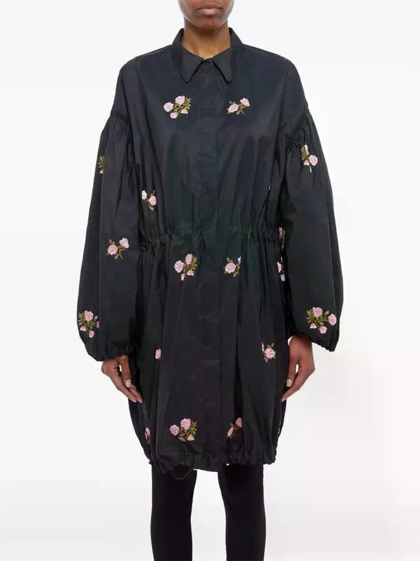 Giambattista Valli Flower-embroidered Coat - Black
