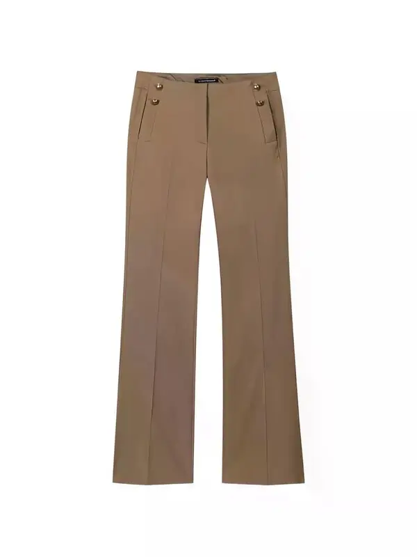 LUISA CERANO Buttoned Flared Trousers - Brown