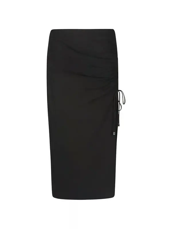 Patrizia Pepe Drawstring Midi Skirt - Black