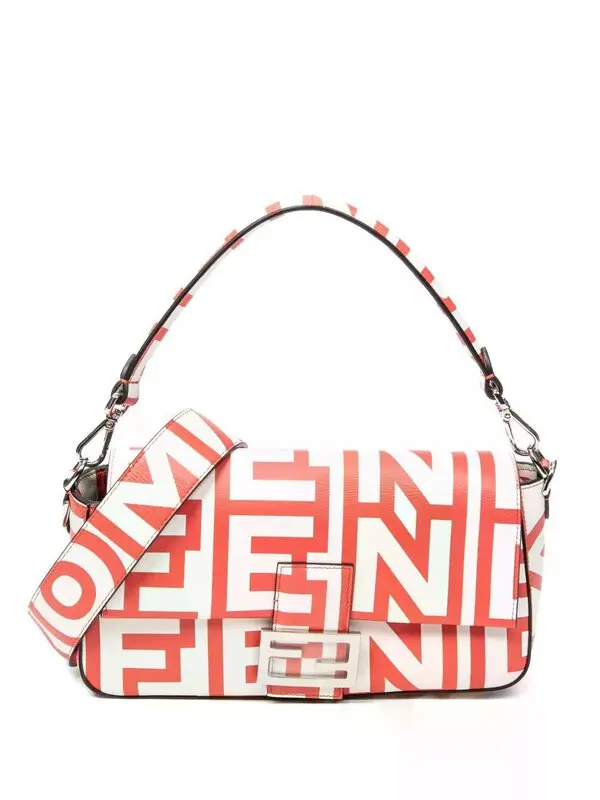 Fendi X Marc Jacobs Baguette Logo-print Shoulder Bag - White