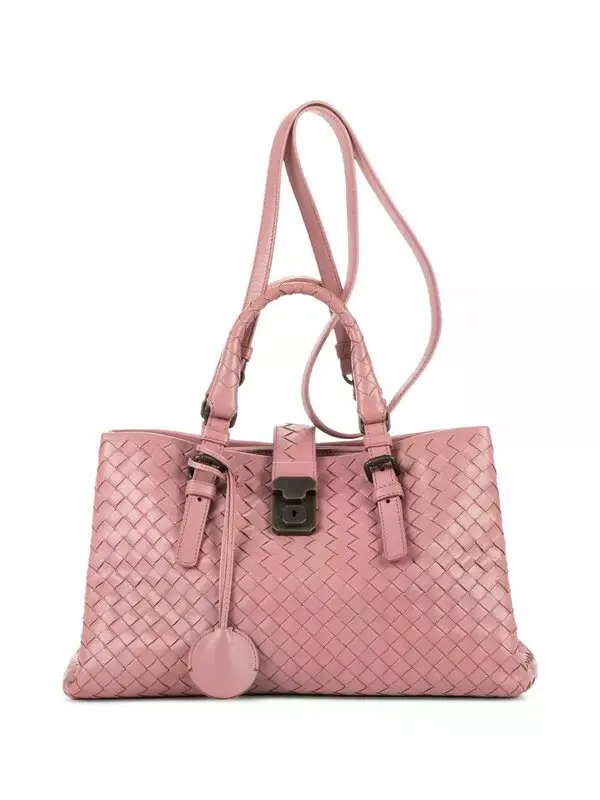 Bottega Veneta Roma Intrecciato-leather Tote Bag - Pink