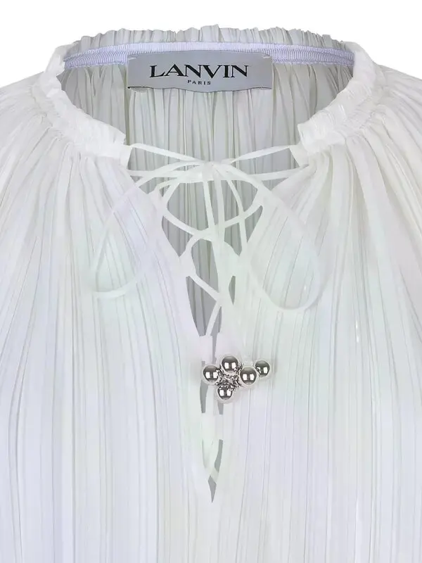 LANVIN Pleated Tie Neck Blouse