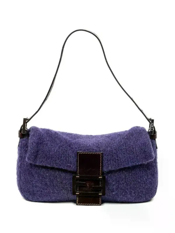 Fendi Baguette Knitted Shoulder Bag - Purple