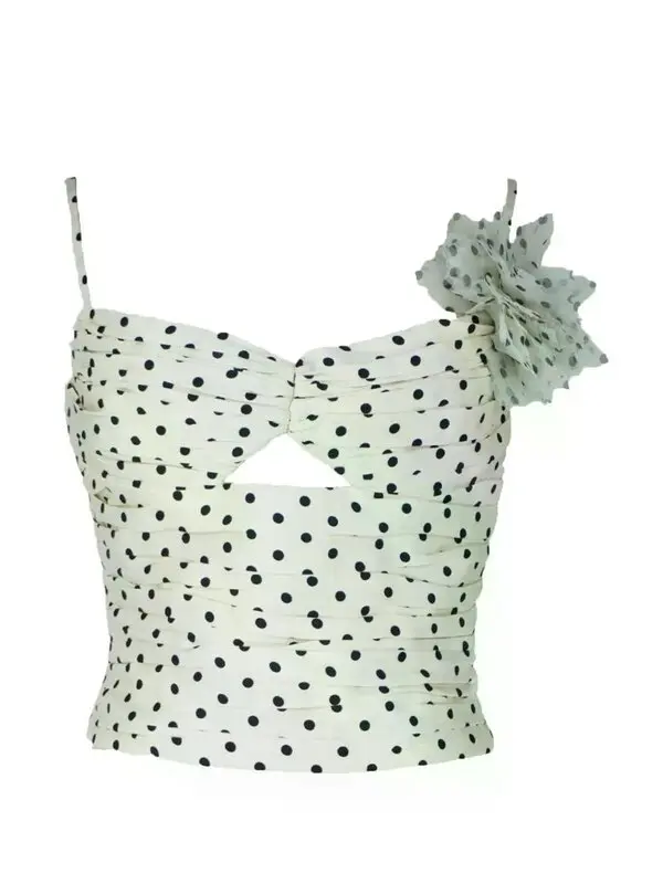 SELF-PORTRAIT Polka-dot Crop Top - White