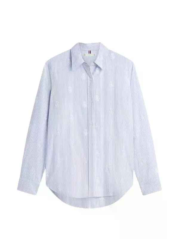 Tommy Hilfiger Striped-pattern Embroidered-details Shirt - White