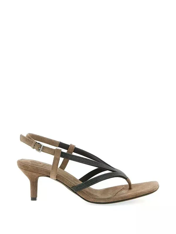 Brunello Cucinelli Beaded Strap Sandals - Neutrals