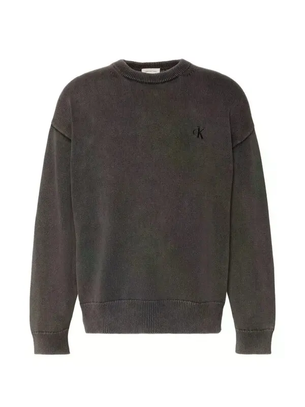 Calvin Klein Embroidered Crew Neck Jumper - Brown