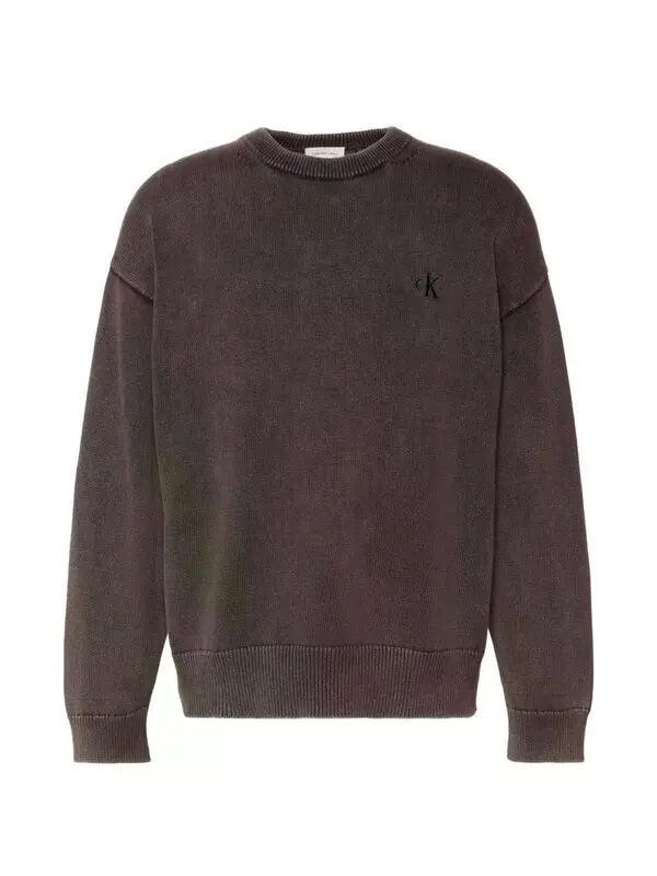Calvin Klein Embroidered Crew Neck Jumper - Brown