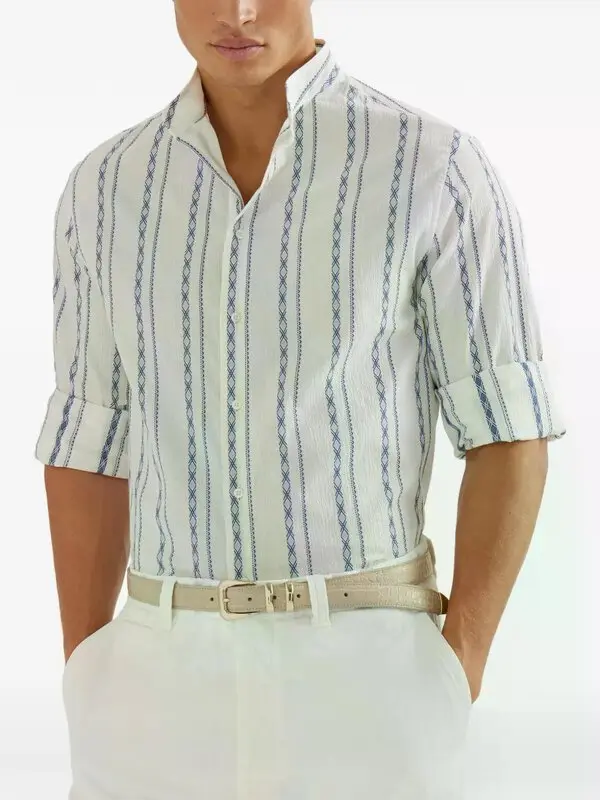 Brunello Cucinelli Mandarin Collar Shirt