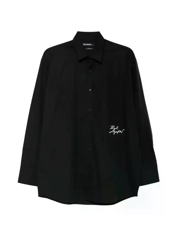 Karl Lagerfeld Signature Cotton Shirt - Black