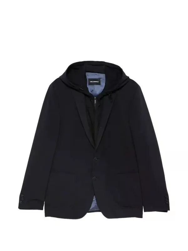 Karl Lagerfeld Talk Hooded Blazer - Blue