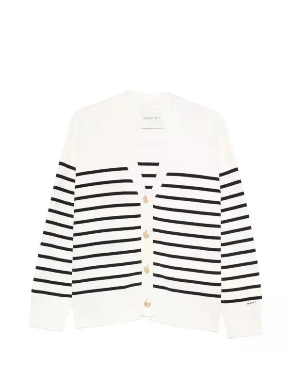 Gant Striped Buttoned Cardigan - White