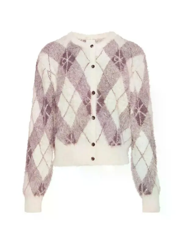 Calvin Klein Argyle-pattern Buttoned Cardigan - Neutrals