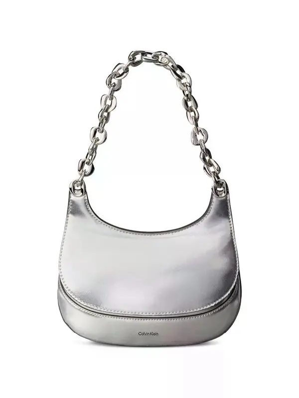 Calvin Klein Flap-closure Chain-strap Shoulder Bag - Silver